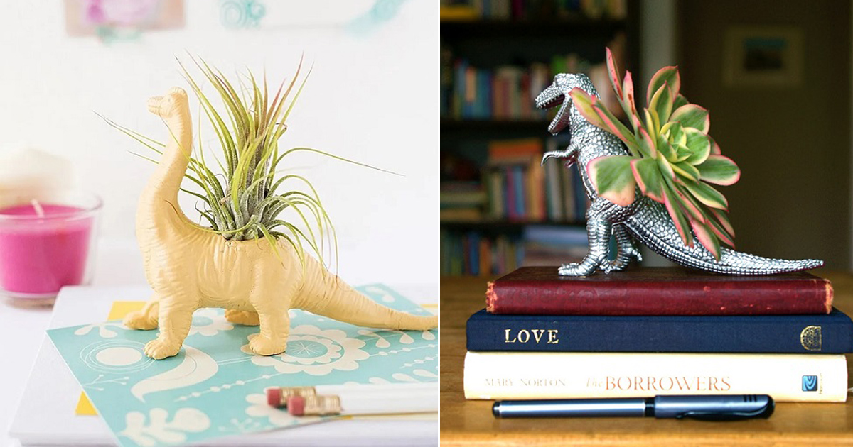 7 DIY Toy Dinosaur Planters Ideas ⋆ Bright Stuffs