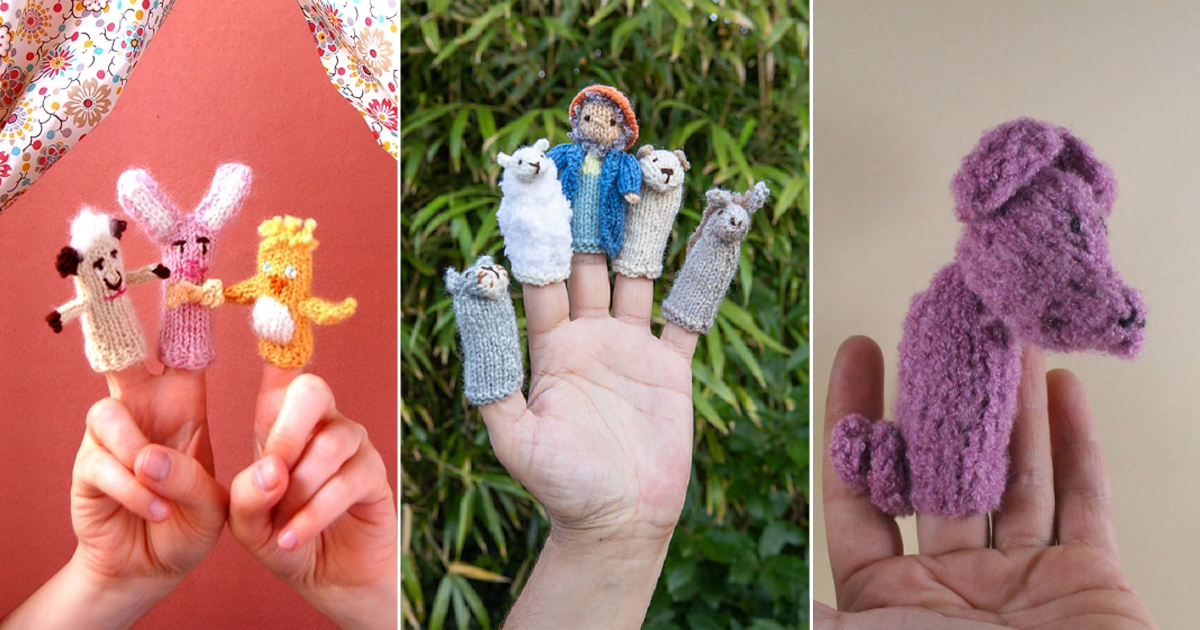 12 Knitted Animal Finger Puppets Free Patterns ⋆ Bright Stuffs