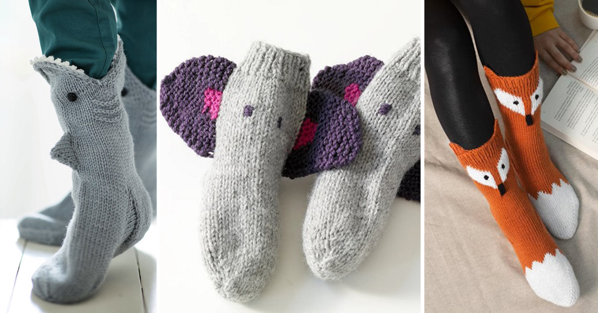 8 Knitted Animal Socks Free Patterns ⋆ Bright Stuffs