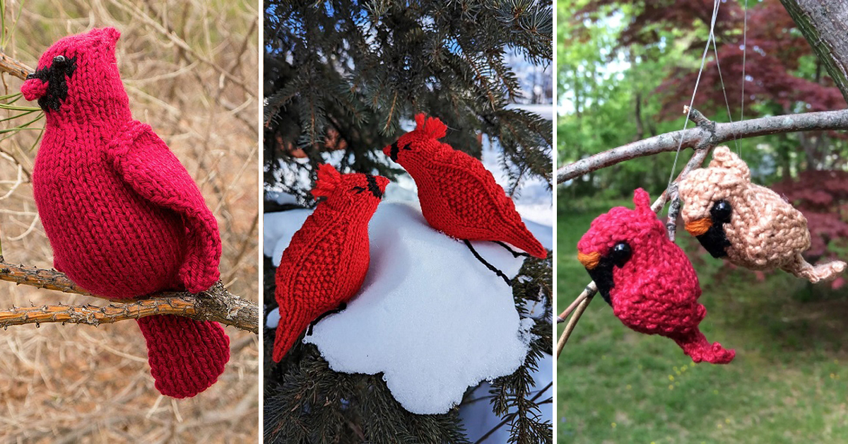 7 Knitted Cardinals Free Patterns ⋆ Bright Stuffs