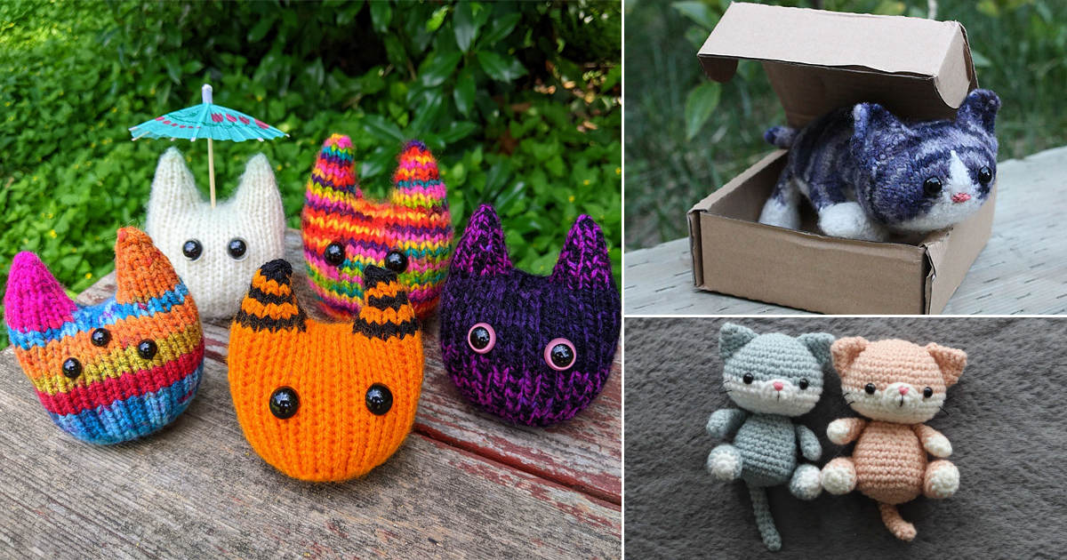 7 Knitted Mini Cats Free Patterns ⋆ Bright Stuffs