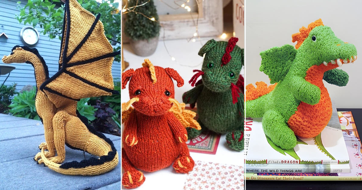 12 Knitted Dragon Free Patterns ⋆ Bright Stuffs