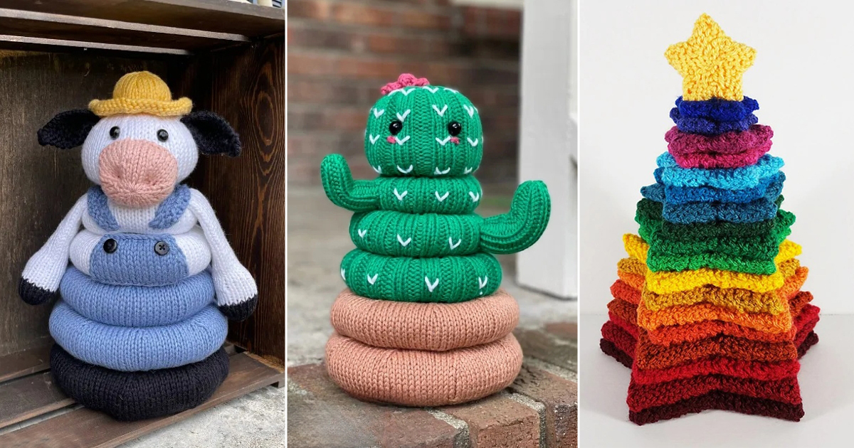 8 Knitted Stacking Toy Free Patterns ⋆ Bright Stuffs