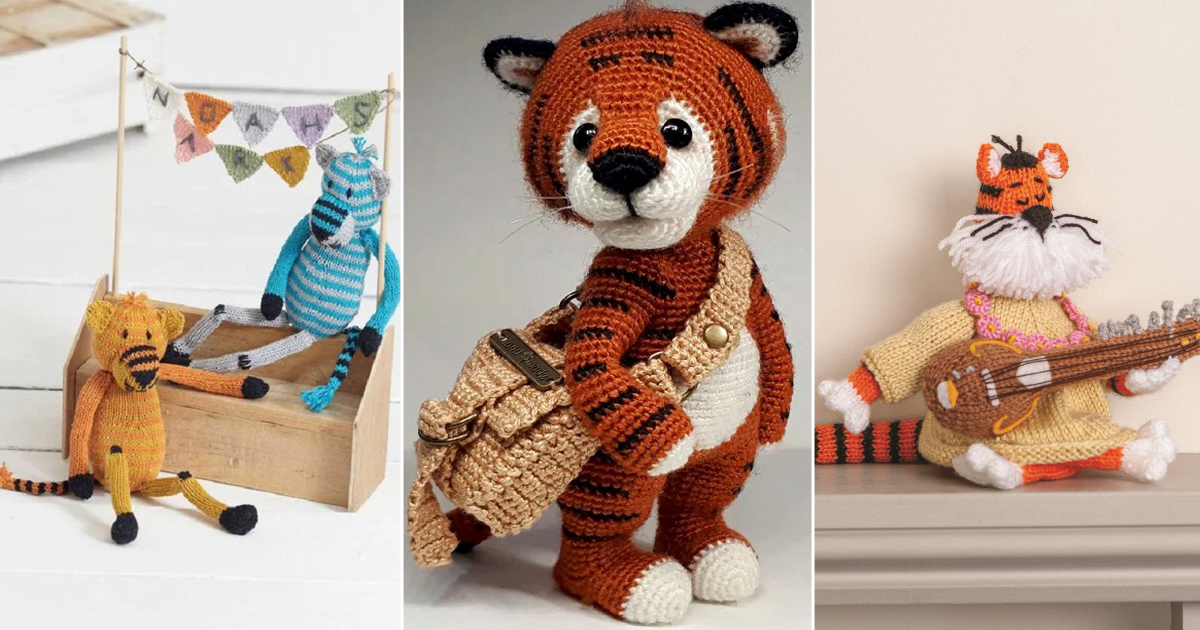 9 Knitted Tiger Free Patterns ⋆ Bright Stuffs