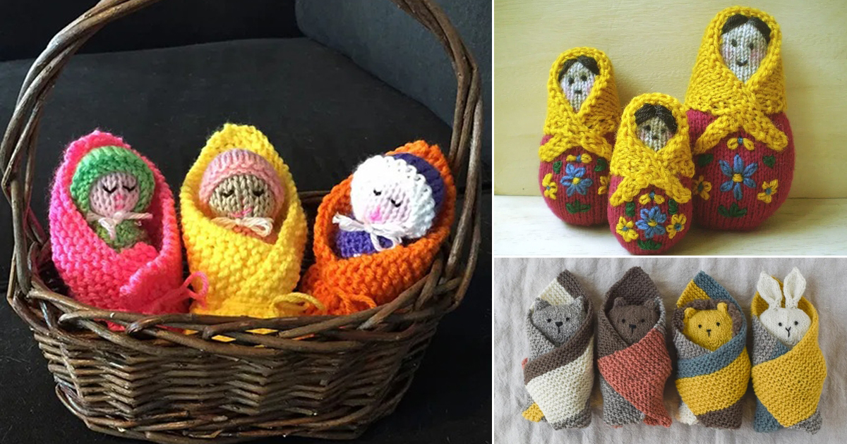 8 Swaddled Toy Free Knitting Patterns ⋆ Bright Stuffs