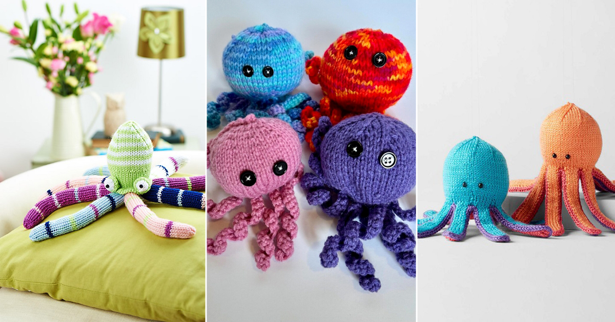 9 Octopus Toy Free Knitting Patterns ⋆ Bright Stuffs