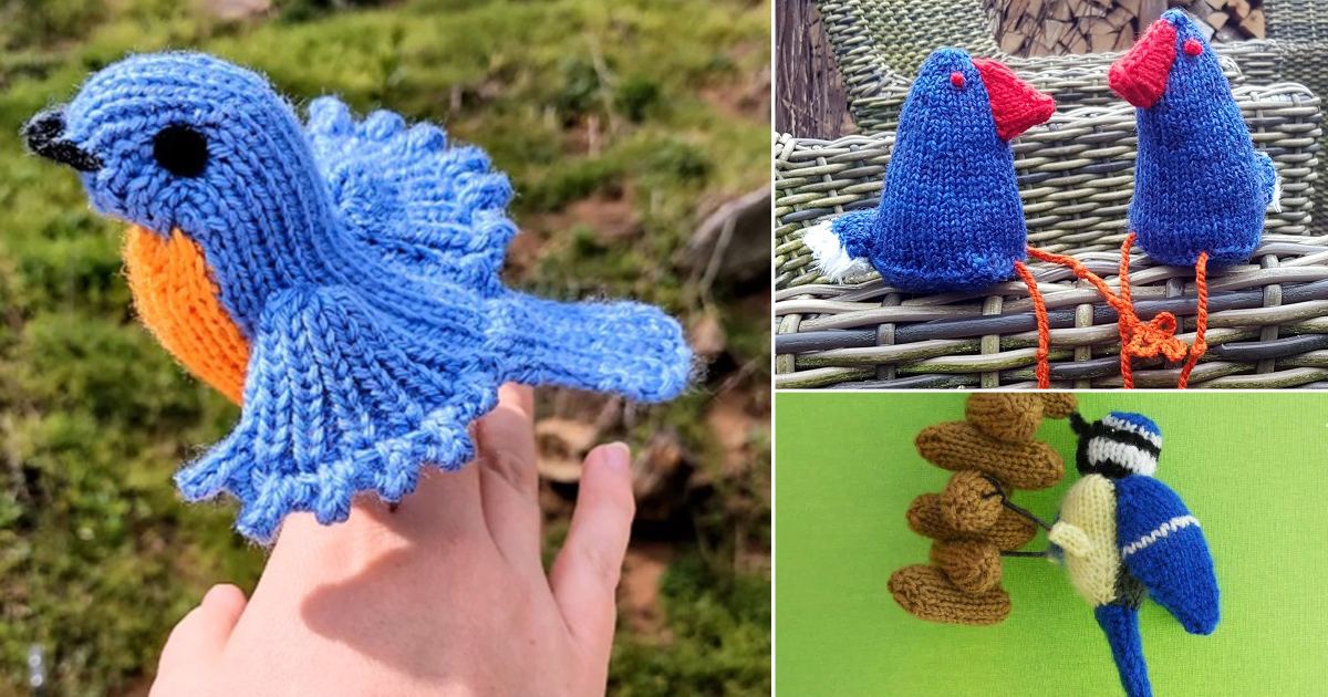 9 Knitted Blue Birds Free Patterns ⋆ Bright Stuffs