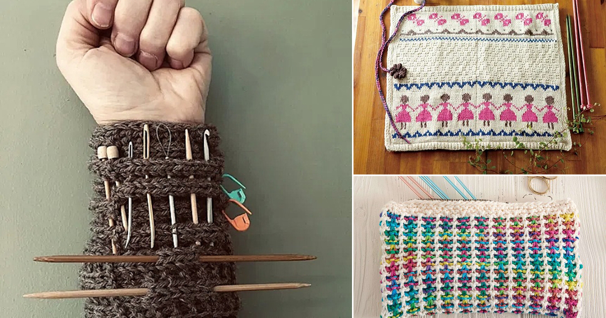 12 Knitted Needle Holder Free Patterns ⋆ Bright Stuffs