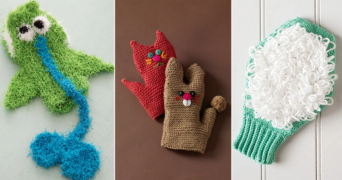 8 Bath Mitt Free Knitting Patterns ⋆ Bright Stuffs
