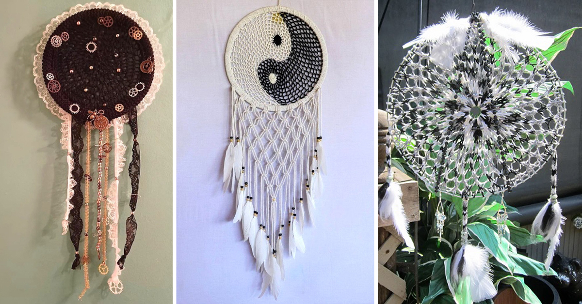 6 Knitted Dream Catcher Free Patterns ⋆ Bright Stuffs
