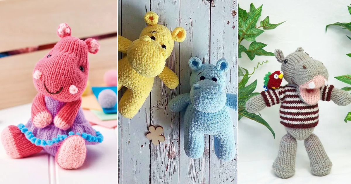 12 Knitted Hippos Free Patterns ⋆ Bright Stuffs