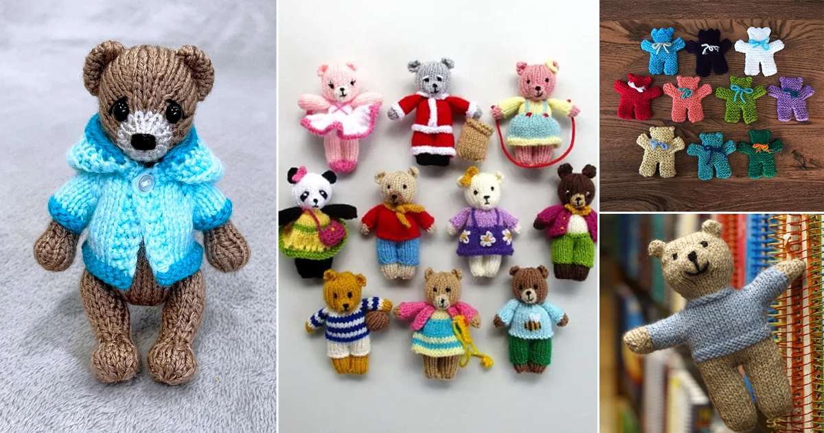11 Knitted Pocket Teddies Free Patterns ⋆ Bright Stuffs