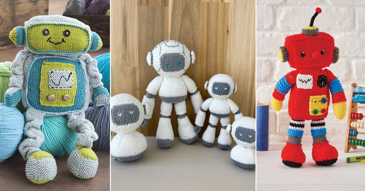 11 Knitted Robots Free Patterns ⋆ Bright Stuffs