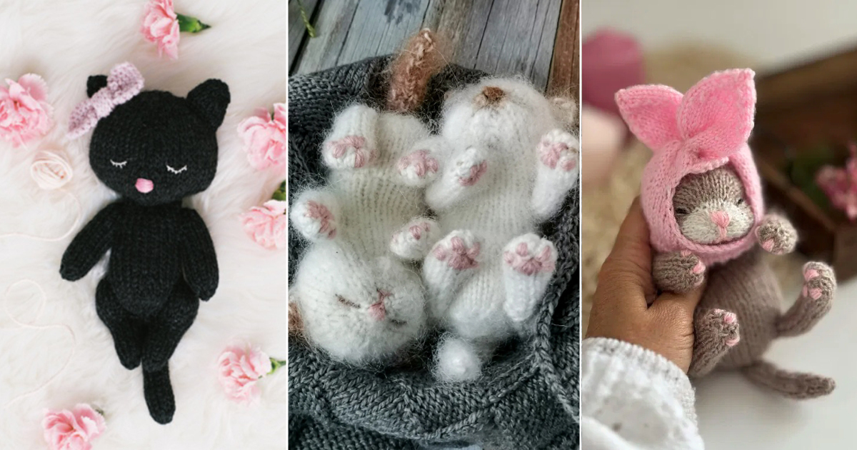 5 Knitted Sleeping Cats Free Patterns ⋆ Bright Stuffs