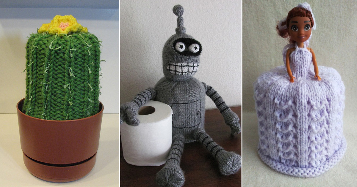 11 Knitted Toilet Paper Roll Cover Free Patterns ⋆ Bright Stuffs