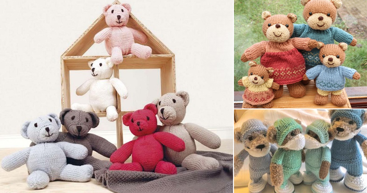 10 Group of Teddies Free Knitting Patterns ⋆ Bright Stuffs