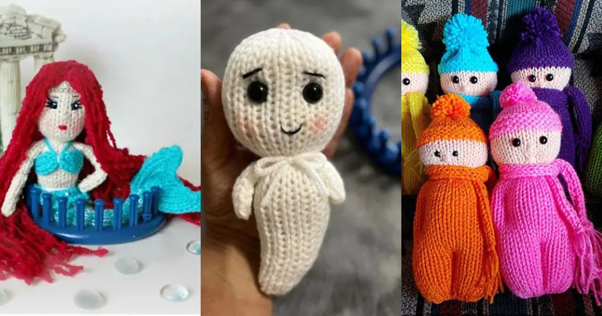 8 Loom Knit Pocket Dolls Free Patterns ⋆ Bright Stuffs