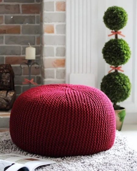 9 Knitted Pouffe Free Patterns ⋆ Bright Stuffs