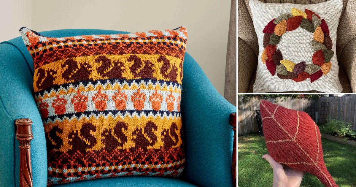 7 Fall Pillow Free Knitting Patterns ⋆ Bright Stuffs