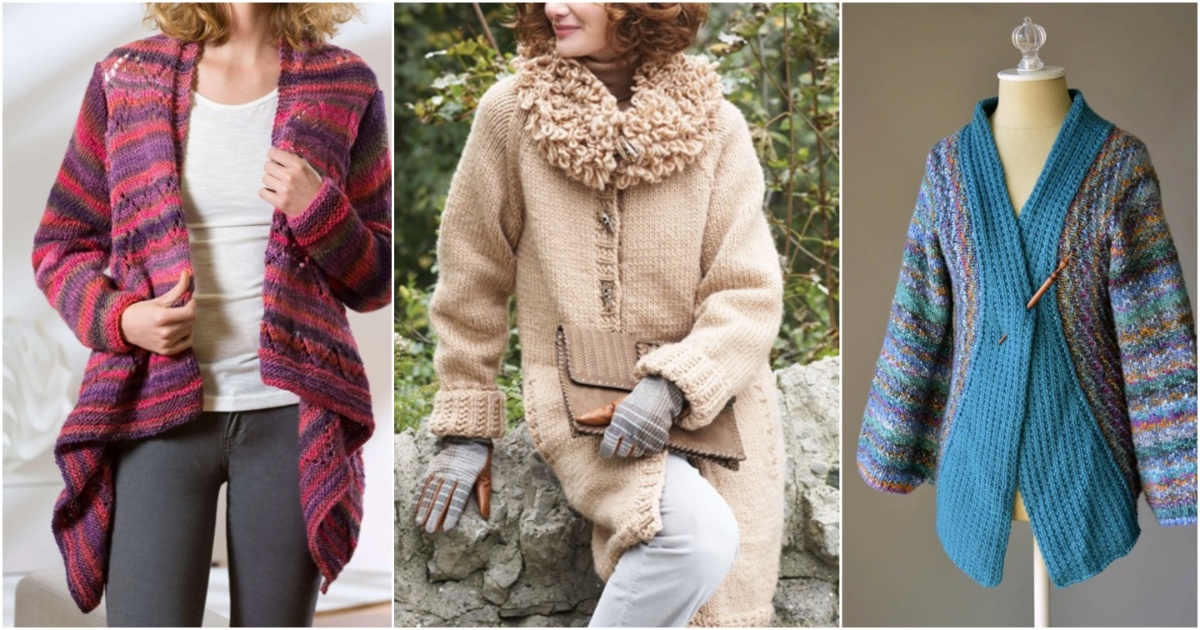 8 Knitted Long Cardigan Free Patterns ⋆ Bright Stuffs