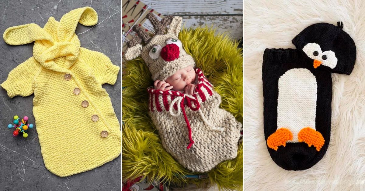 6 Knitted Animal-Themed Baby Cocoon Free Patterns ⋆ Bright Stuffs