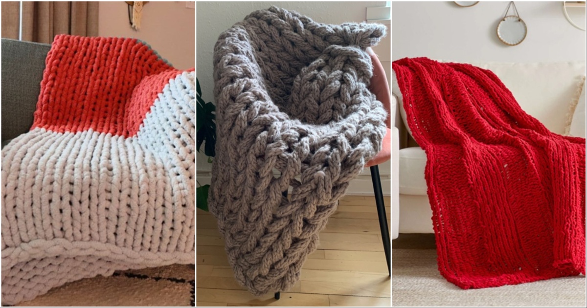 9 Finger Knit Blanket Free Patterns ⋆ Bright Stuffs